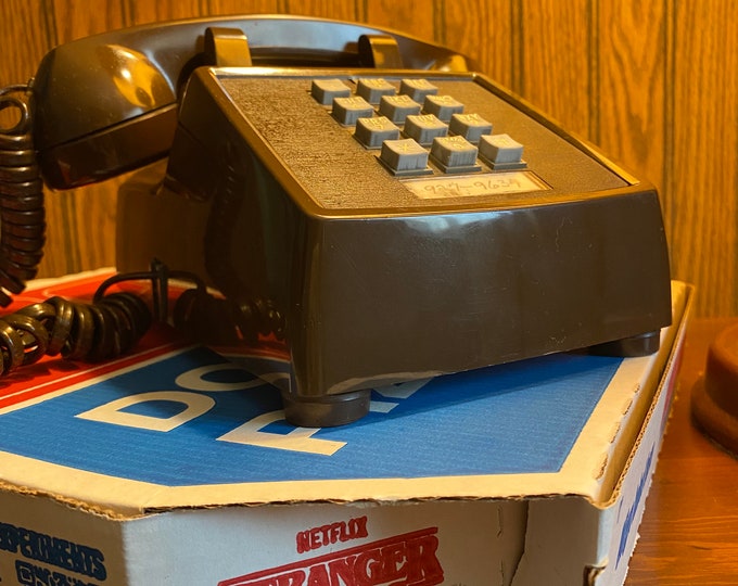 Vintage Brown Push Button Desk Phone - Etsy