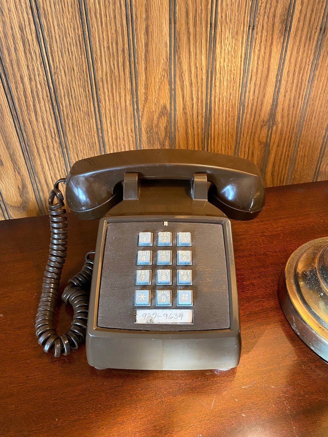 Vintage Brown Push Button Desk Phone - Etsy
