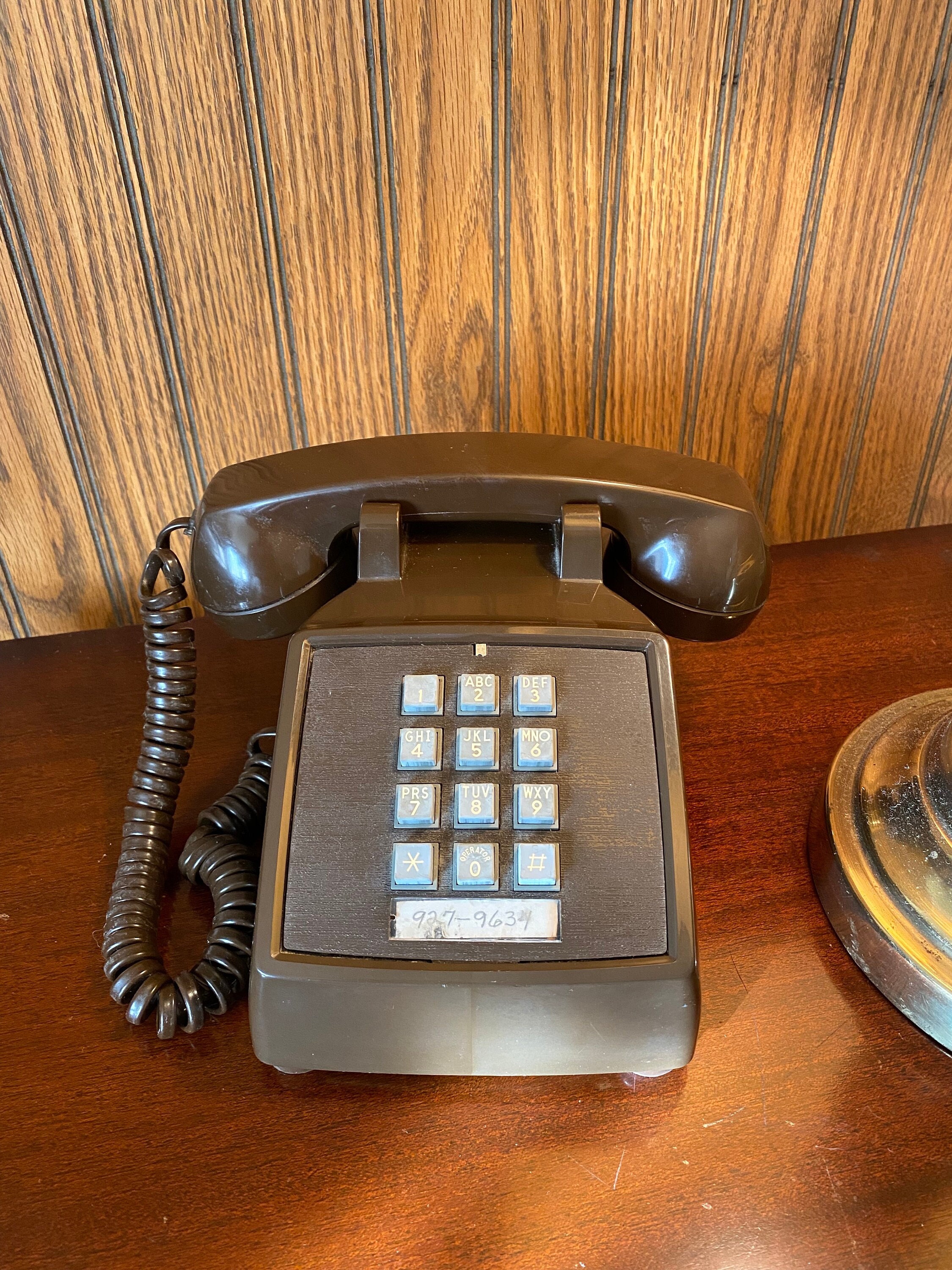 Vintage Brown Push Button Desk Phone - Etsy