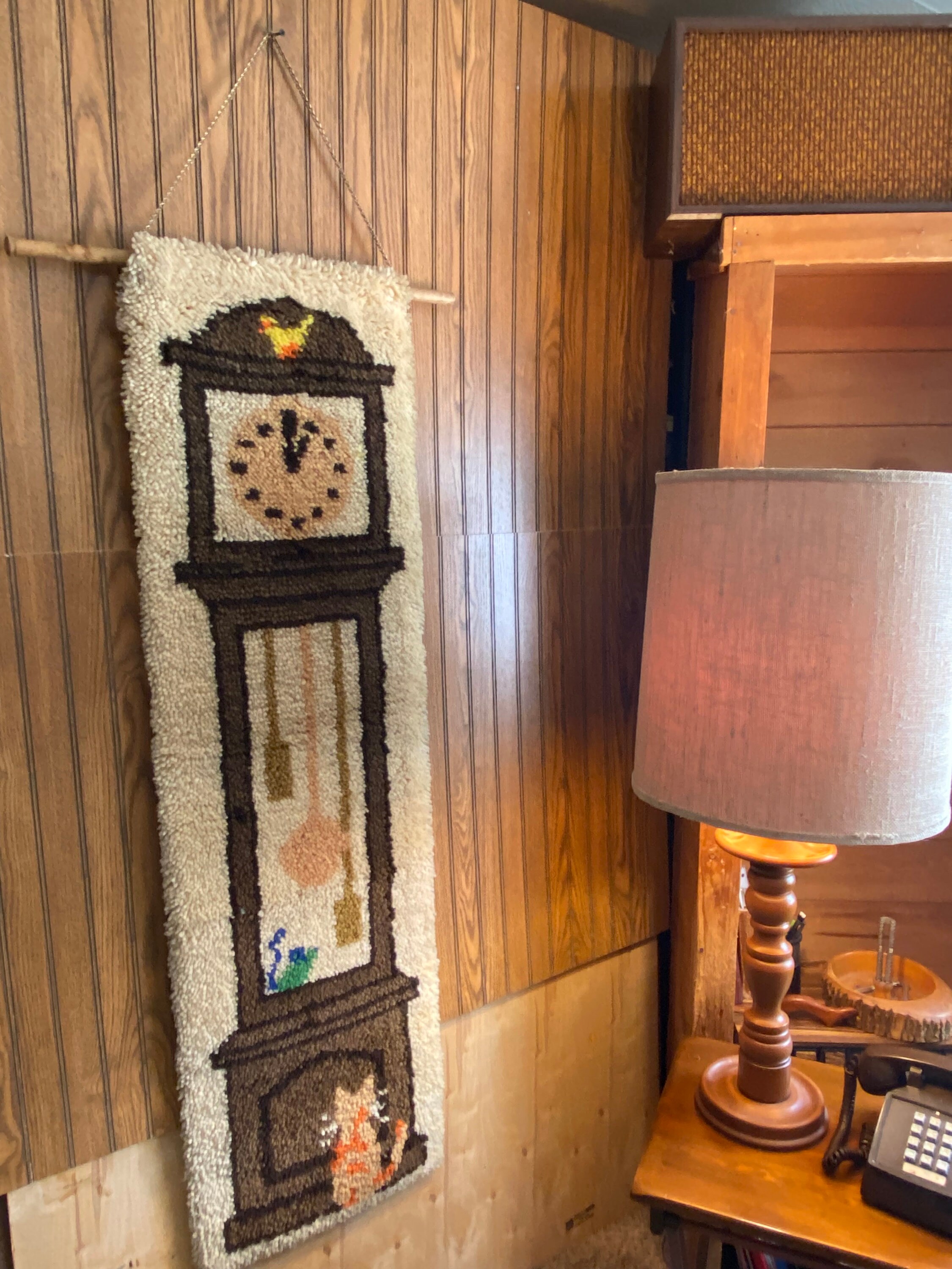 Vintage Cat and Mouse Grandfather Clock Latch Hook - Etsy