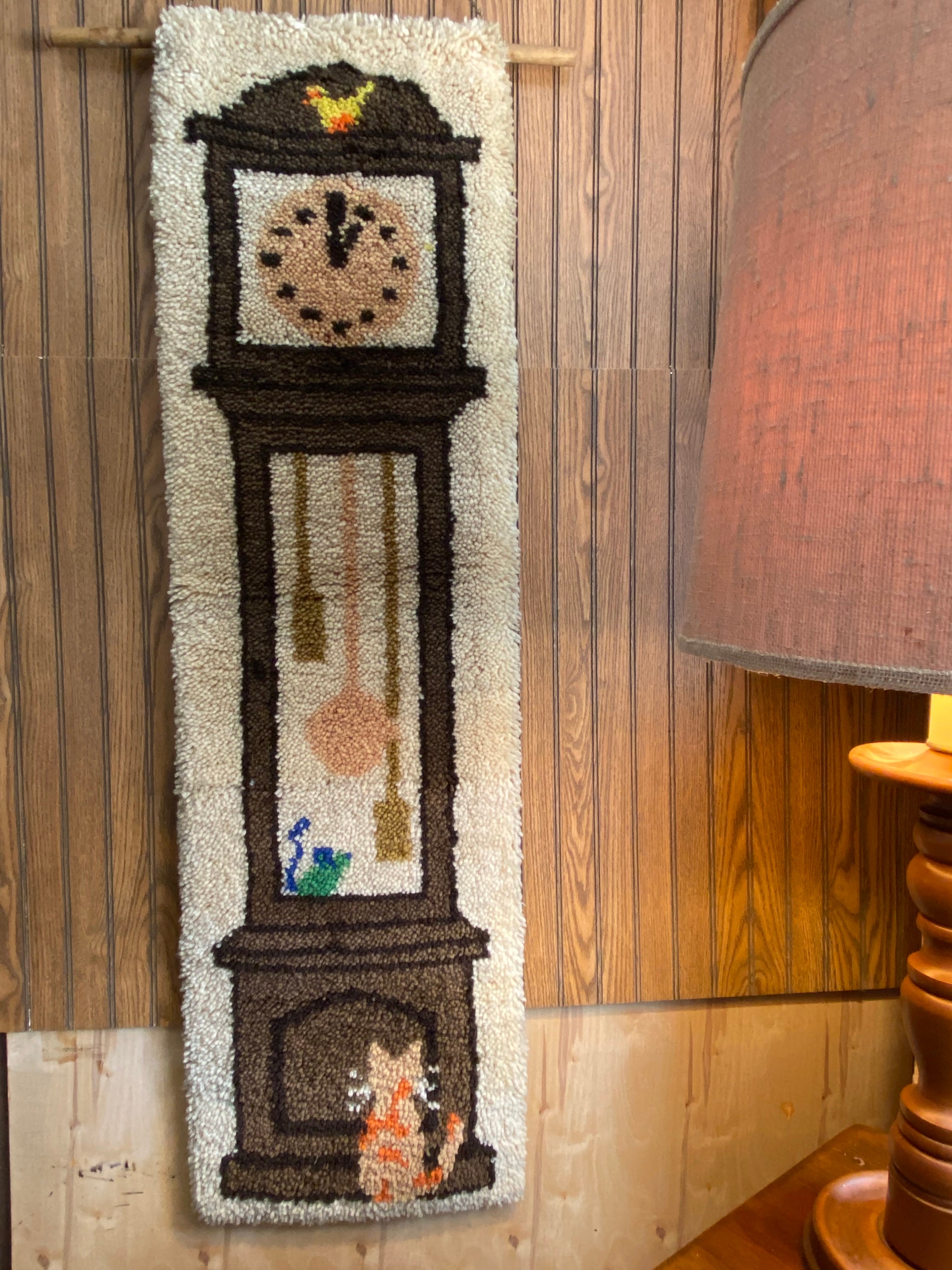 Vintage Cat and Mouse Grandfather Clock Latch Hook - Etsy