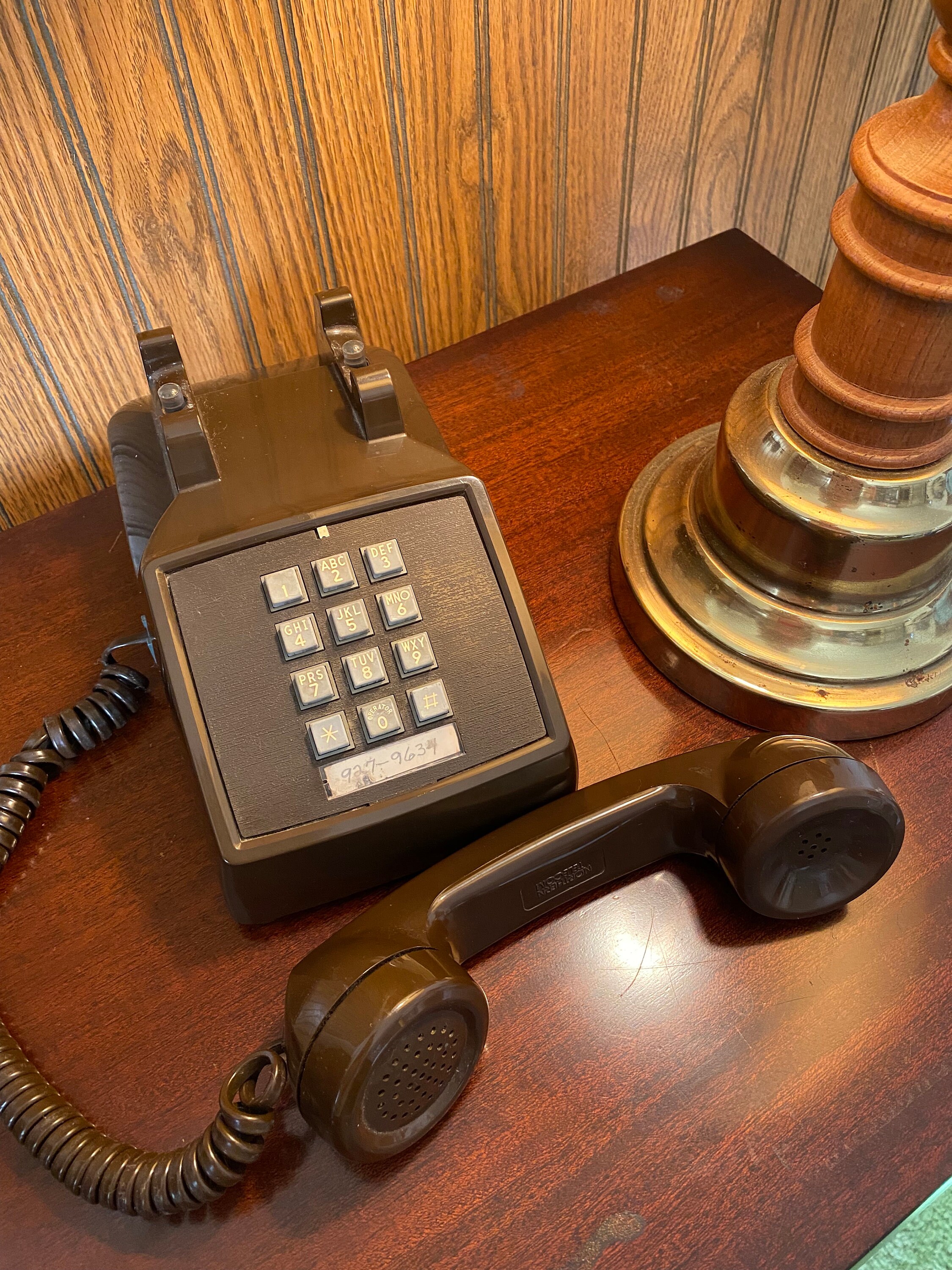 Vintage Brown Push Button Desk Phone - Etsy