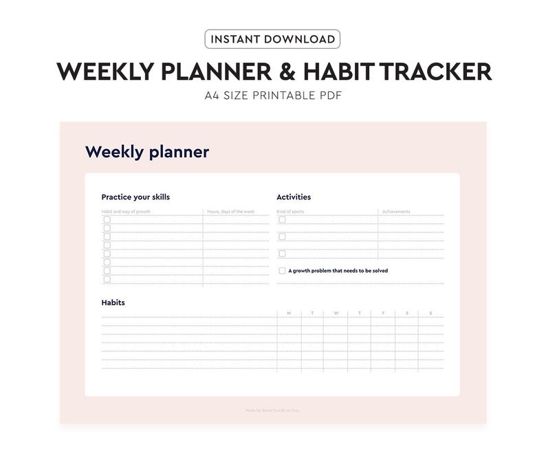 Habit Tracker Printable, Weekly Habit Tracker, Daily Planning, Routine ...