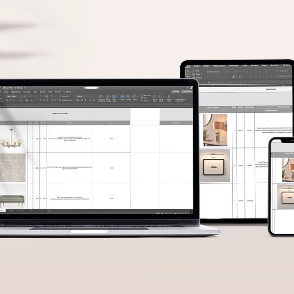 Excel Spreadsheet Interior Design - Etsy