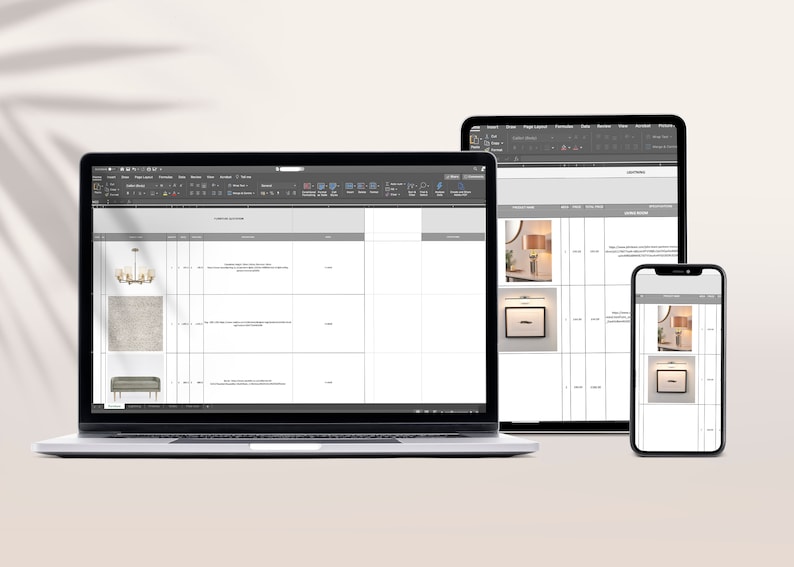 Interior Design Specifications Template Excel Template FF&E - Etsy