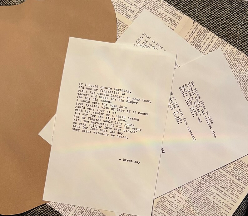 Typewriter Constellation Poem, Hand Typed, Hand Distressed Paper Brett ...