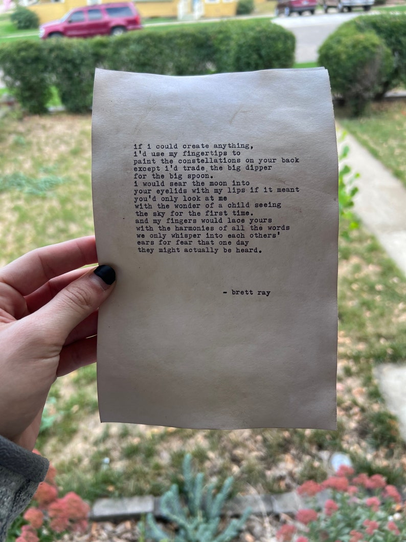 Typewriter Constellation Poem, Hand Typed, Hand Distressed Paper Brett ...