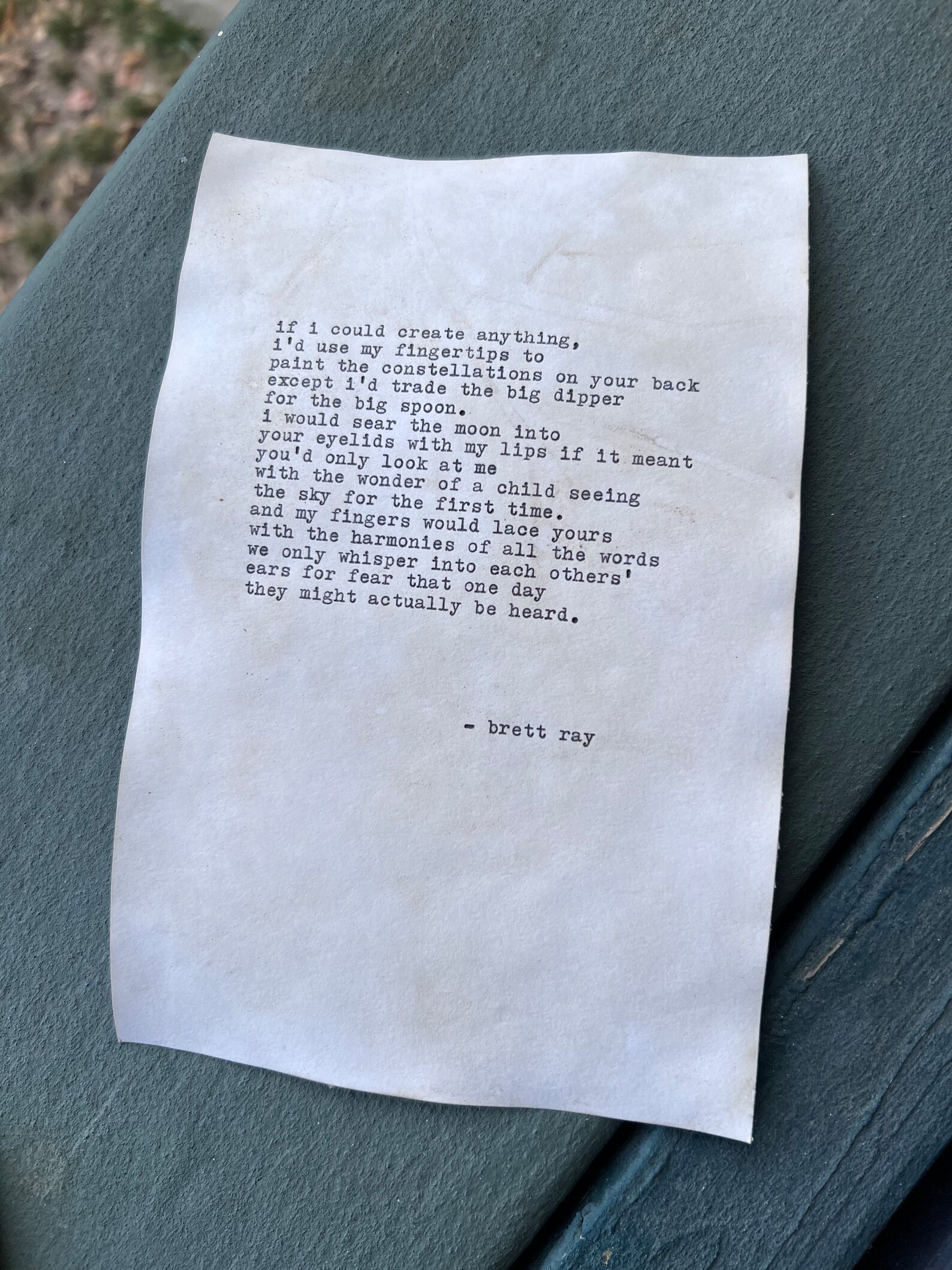 Typewriter Constellation Poem, Hand Typed, Hand Distressed Paper Brett ...