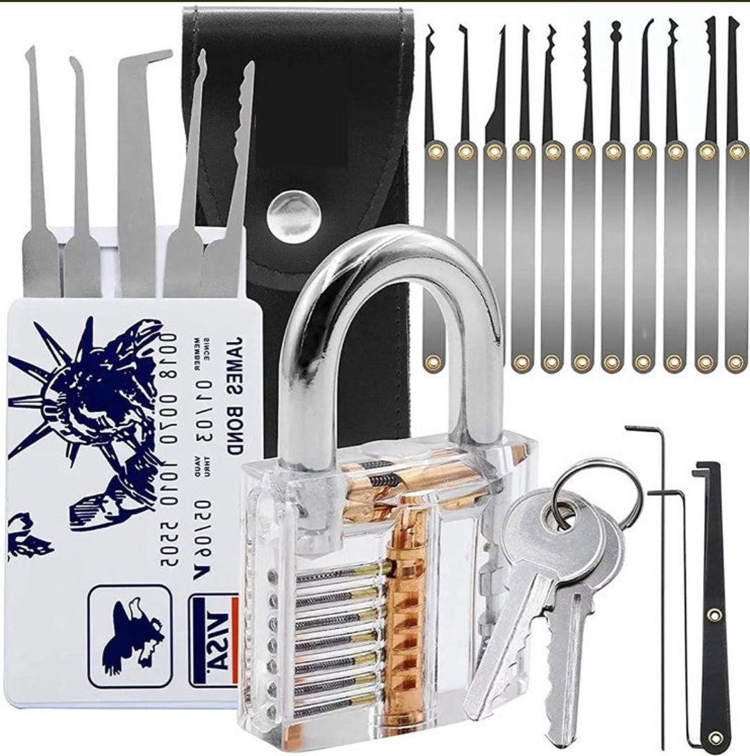 Lock Picking Kit Lockpick 15 Piecespractice Lock Keychain - Etsy
