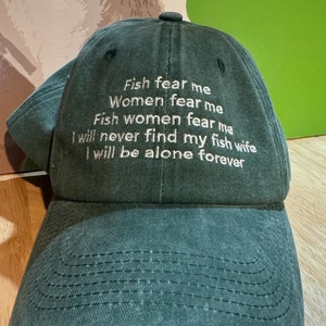 Fish Fear Me Embroidered Dad Hat - Funny Fishing Cap - Etsy