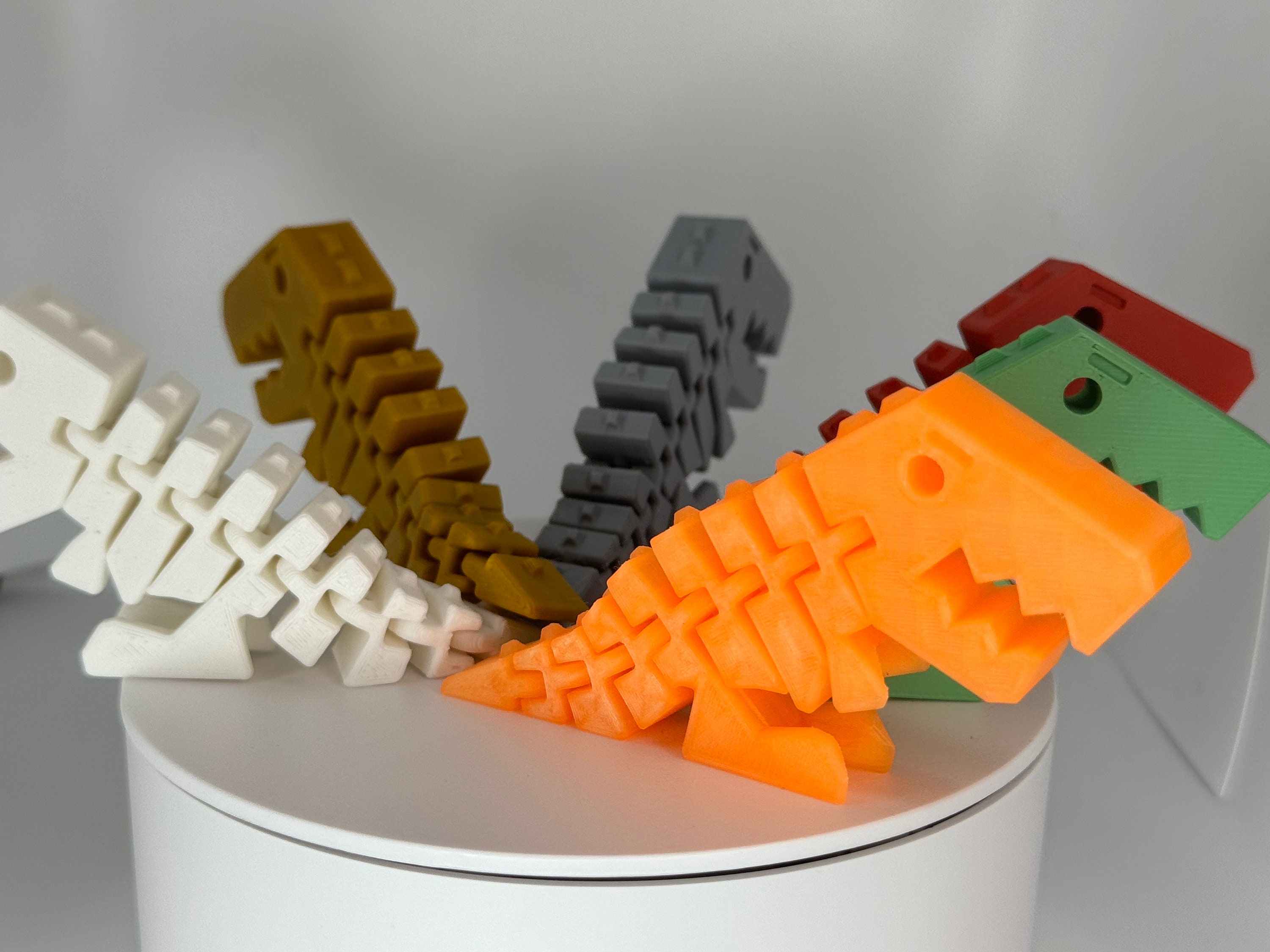 3D Printed Flexi Rex Multiple Colors Flexible Model Fidget Toy Dinosaur ...