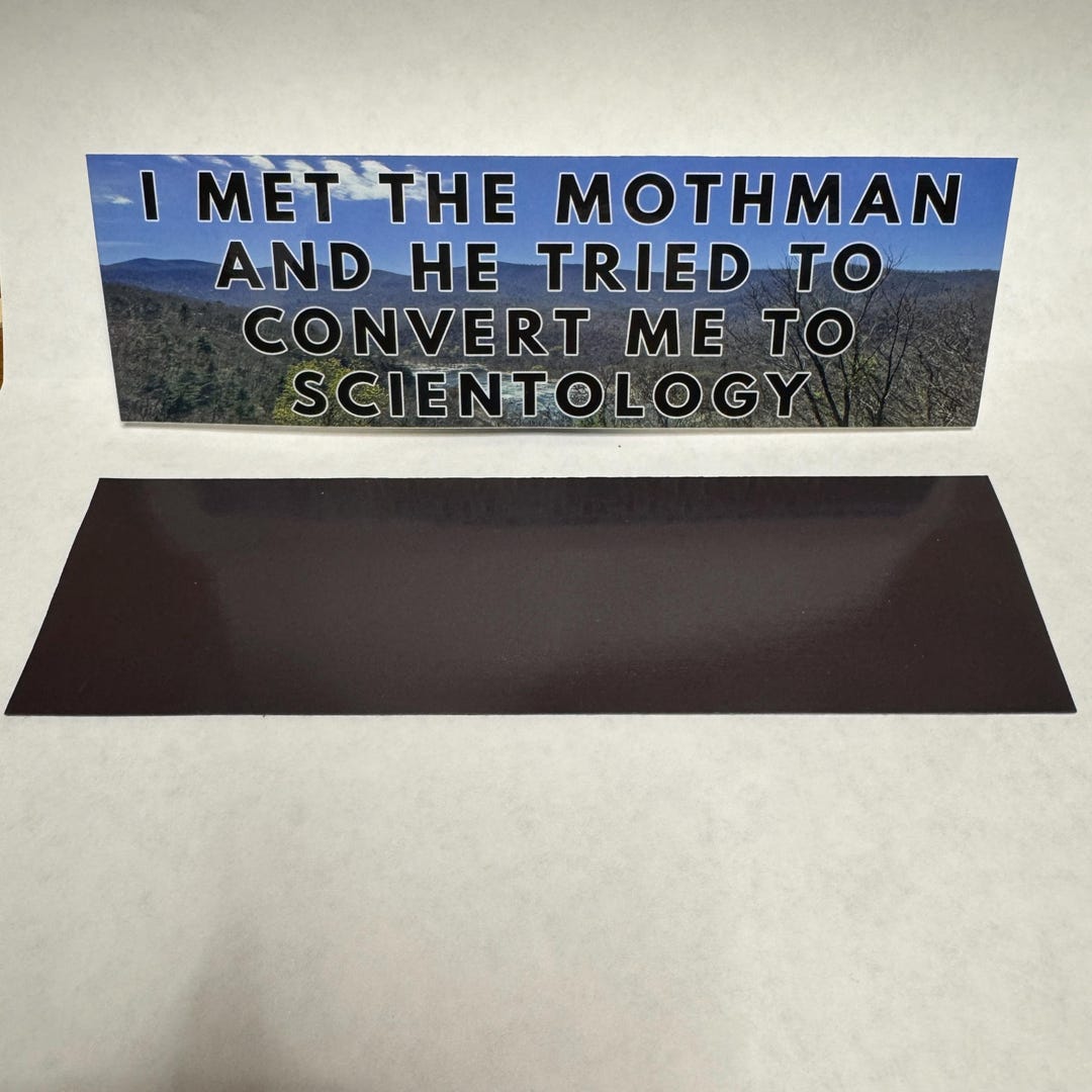 Mothman Tried to Convert Me Bumper Sticker: Glossy Vinyl Magnetic Decal ...