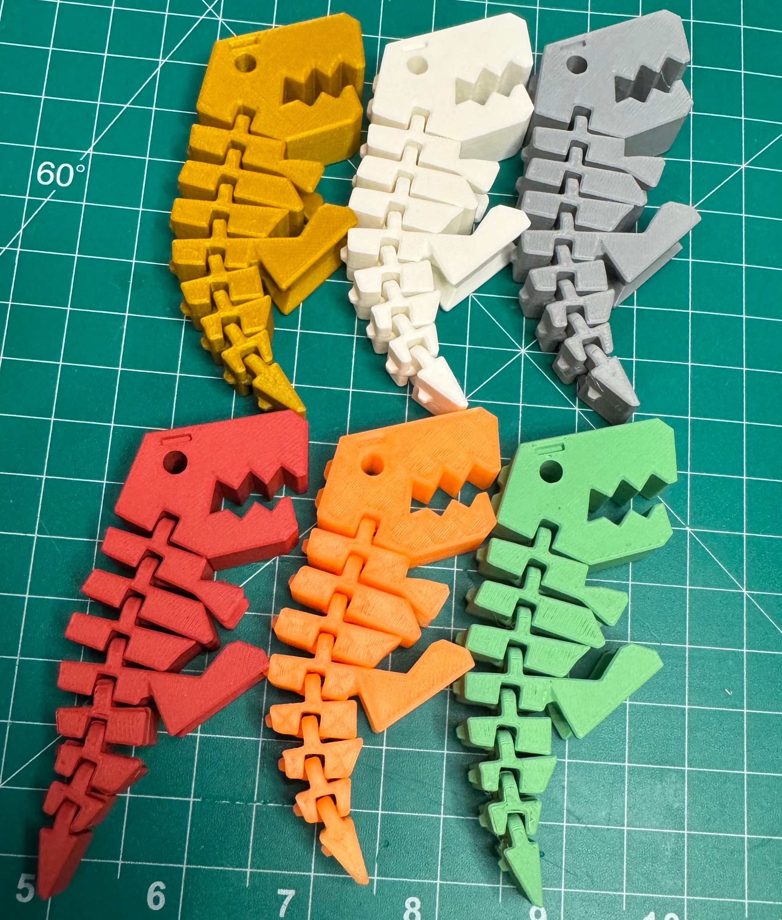 3D Printed Flexi Rex Multiple Colors Flexible Model Fidget Toy Dinosaur ...