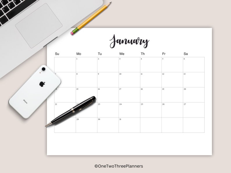 2024 Minimalist Printable Calendar 12-month Planner Sun & Mon Start A4 ...