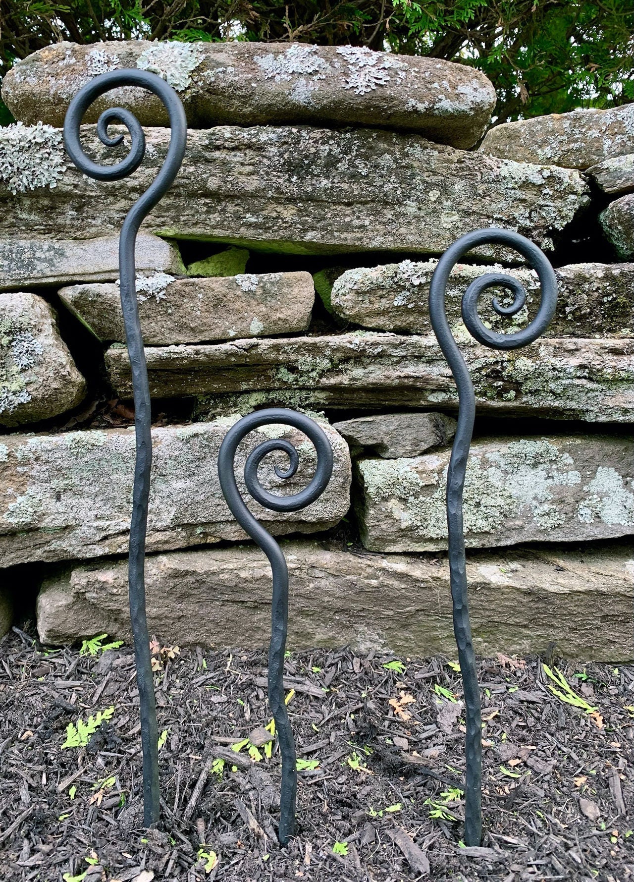 Hand-forged Decorative Fiddlehead Garden Ornaments set of 3 - Etsy