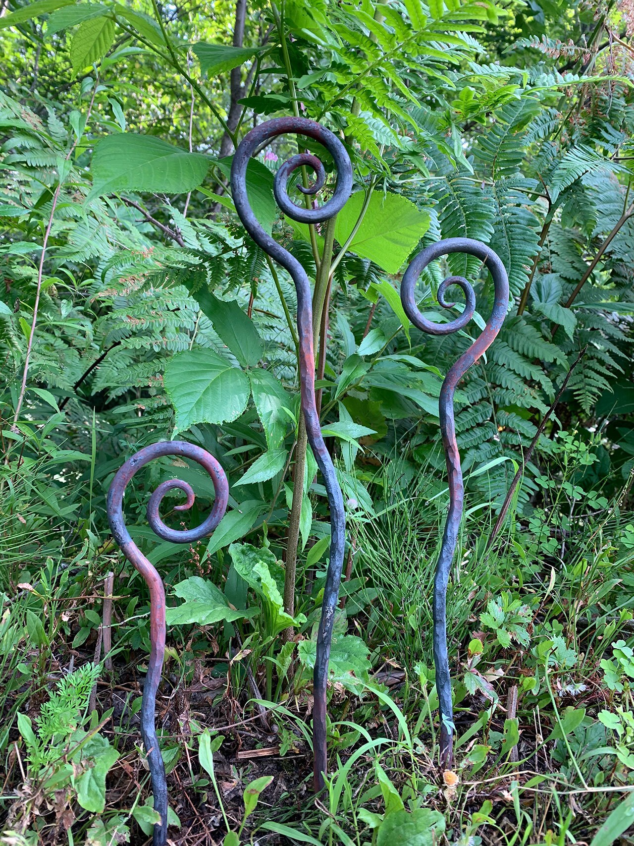 Hand-forged Decorative Fiddlehead Garden Ornaments set of 3 - Etsy