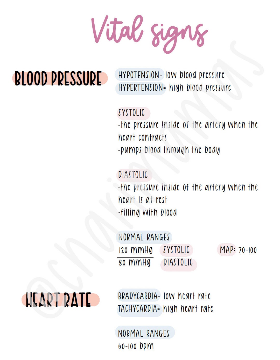 Vital Signs Notes, Nursing Student, Registered Nurse, RN, Nursing, PDF ...