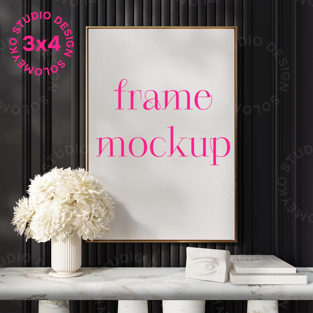 Gold Frame Mockup Psd File 3x4 Frames in Gothic Style & White Peony ...
