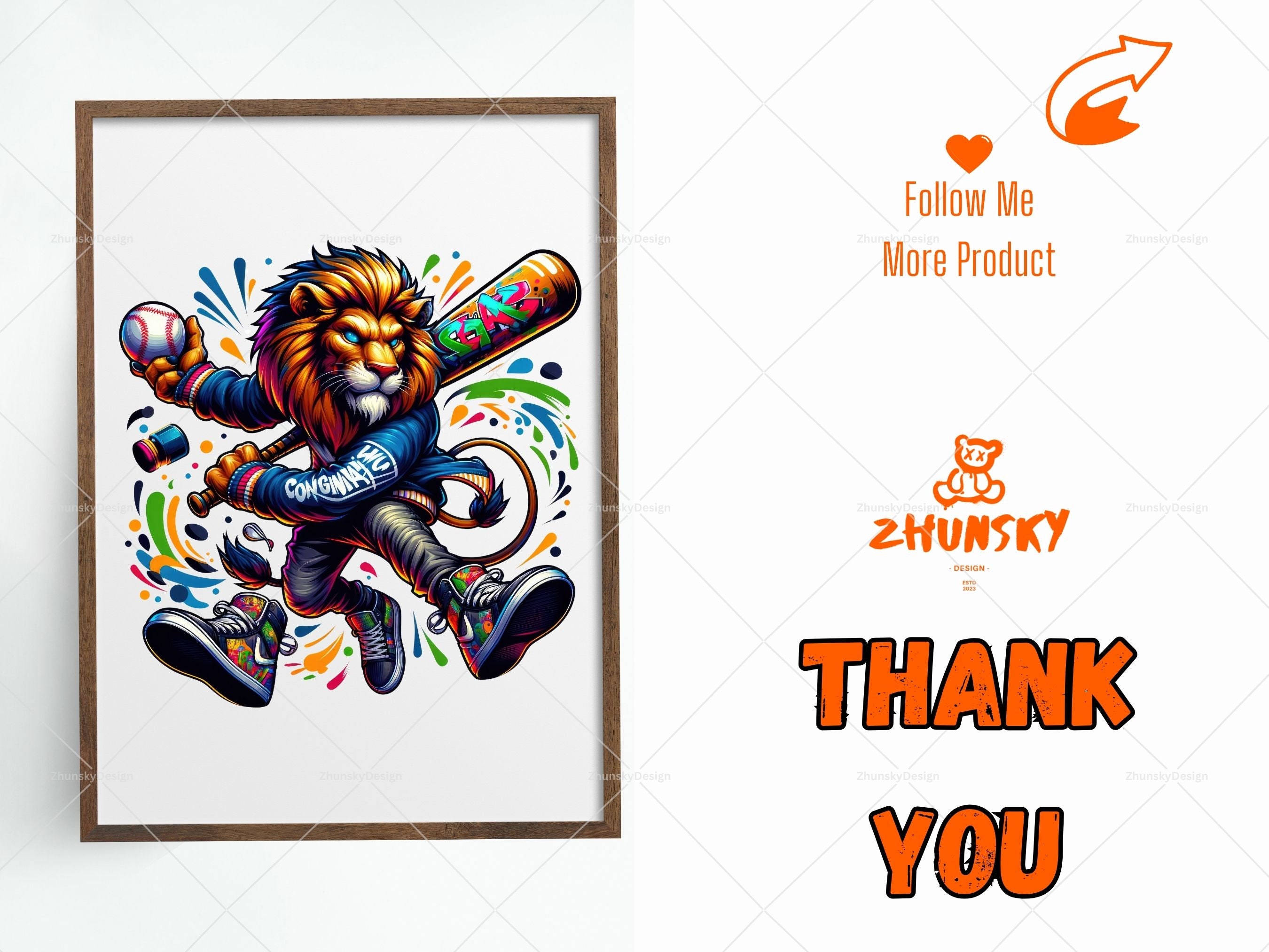 Lion With Baseball Bat Hip Hop Graffiti PNG, Streetwear T-shirt Design ...