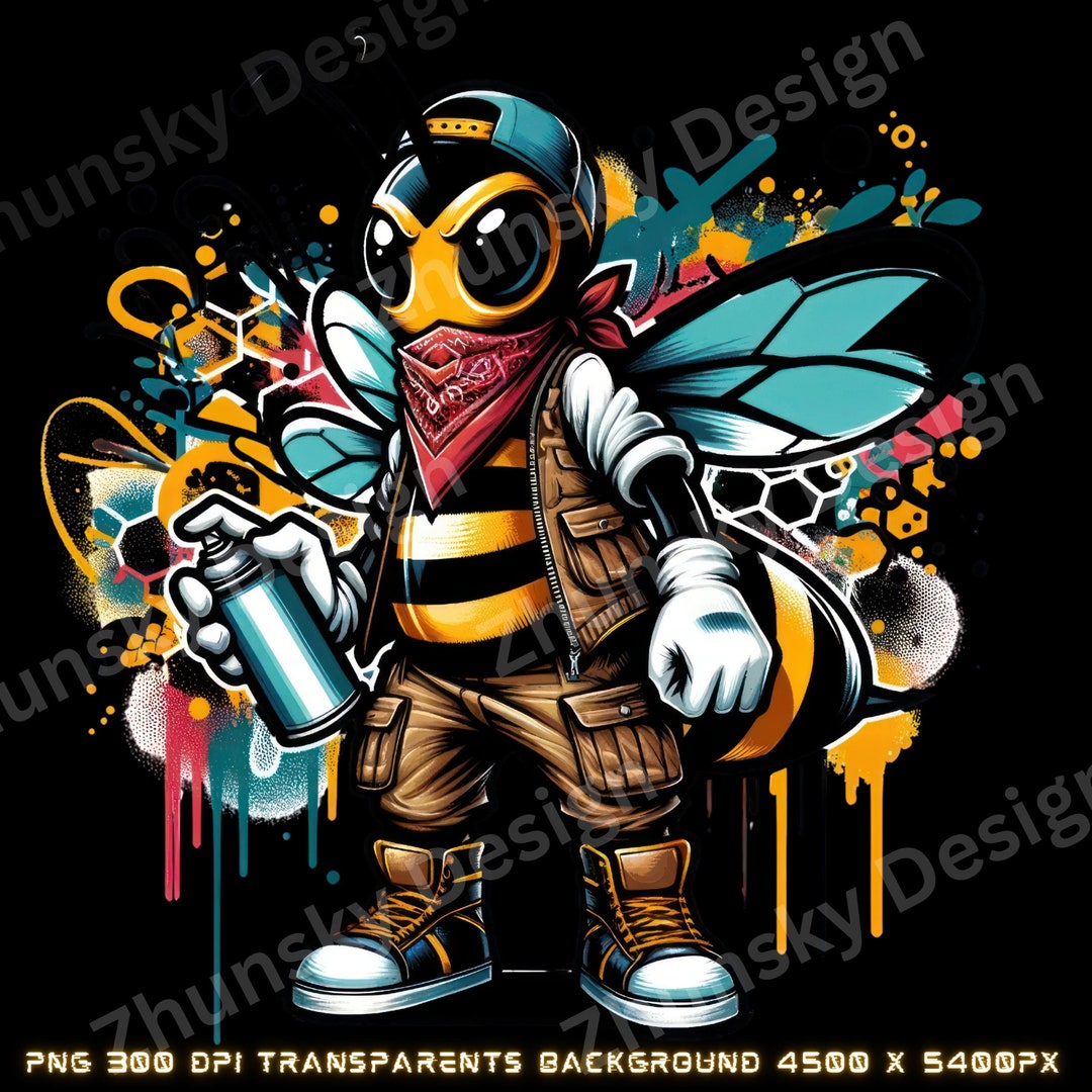 Urban Graffiti Bee Artist T-shirt | Cool Streetwear Insect Tee | Unique ...