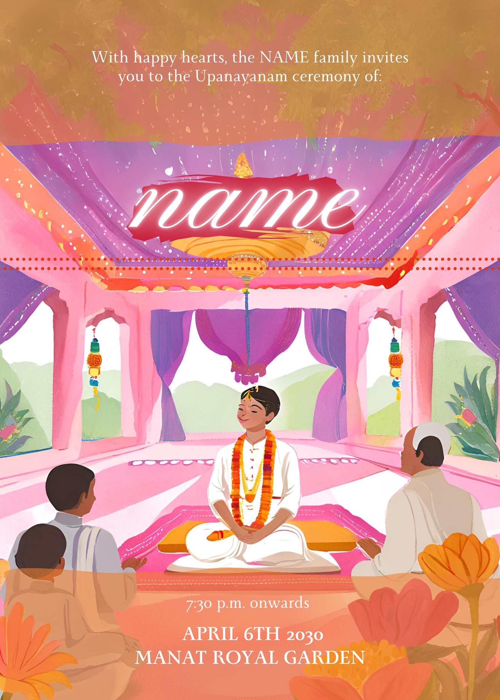 Upanayanam Invitation Template: Editable Hindu Ceremony Design (digital ...