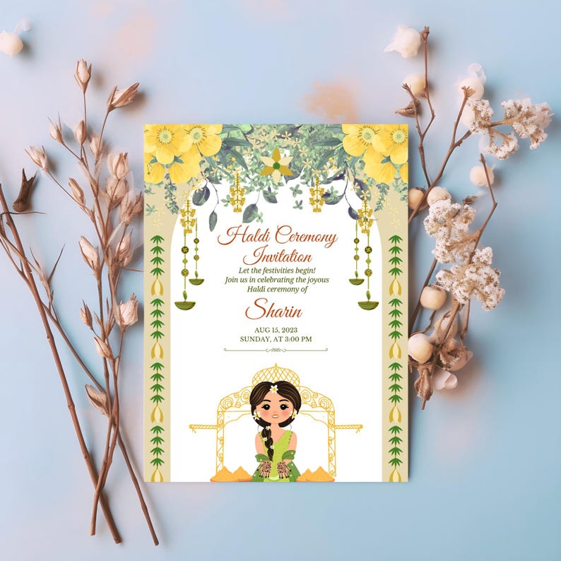 Editable Haldi Invite - Indian Wedding Shower Invitation Template ...