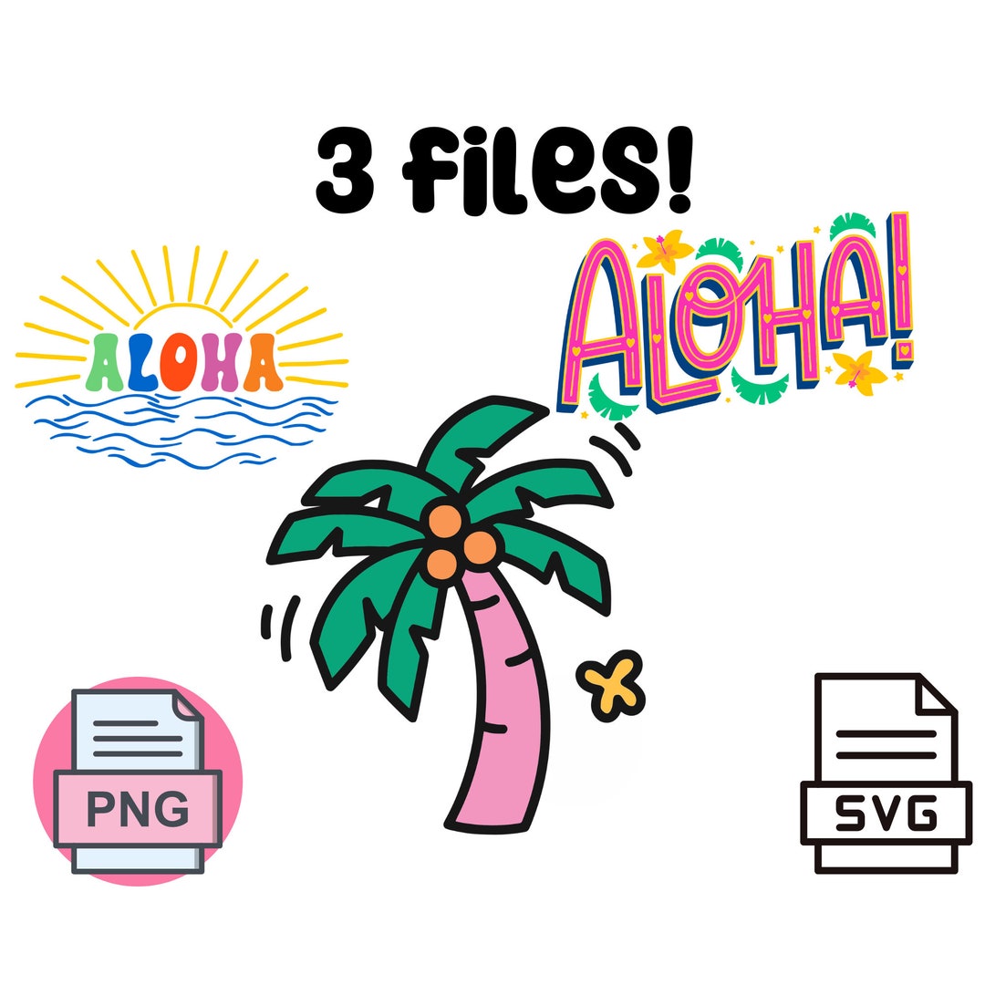 Tropical Aloha SVG and PNG Bundle - Set of 3 Hawaiian-inspired Images ...