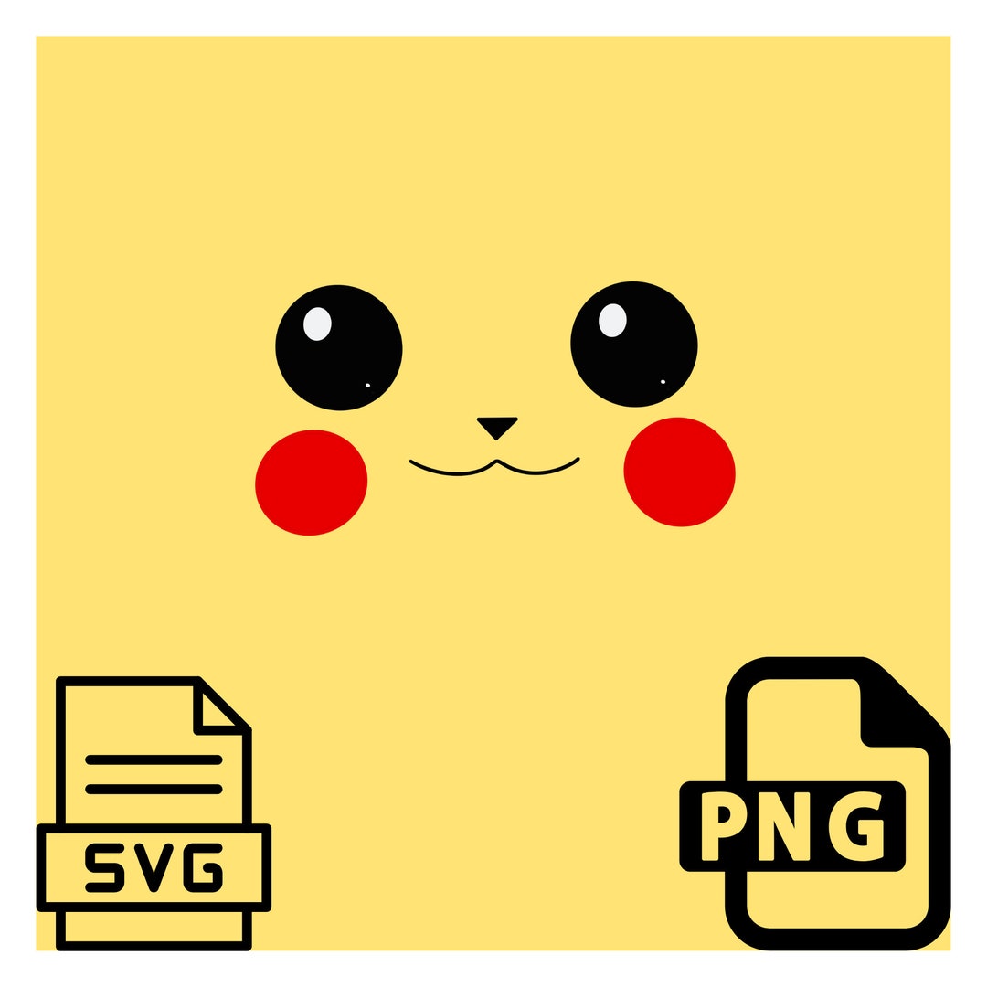 Pikachu Pokemon Face SVG and PNG Art for Ornaments and Cricut - Etsy