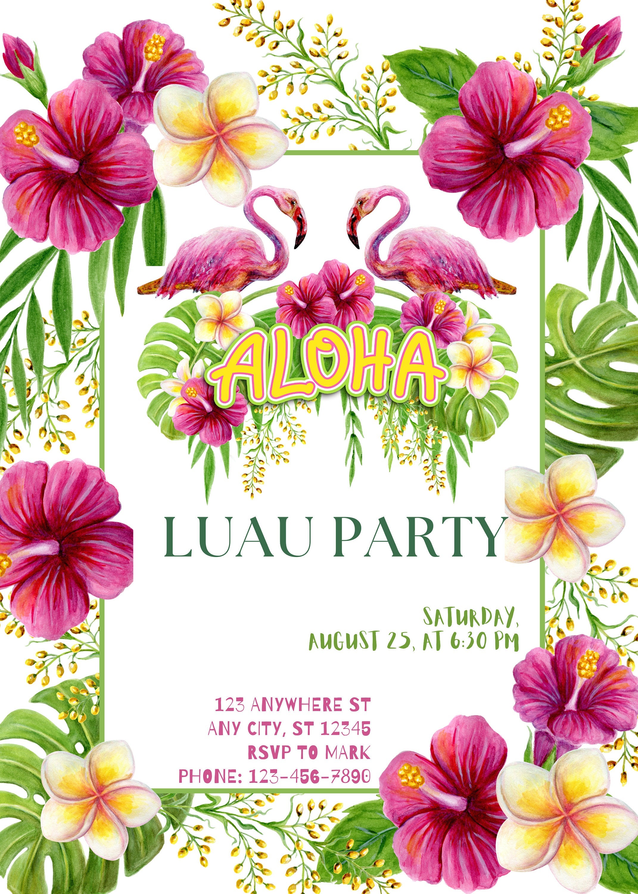 Tropical Luau Birthday Invitation: Customizable Hawaiian Party (canva ...