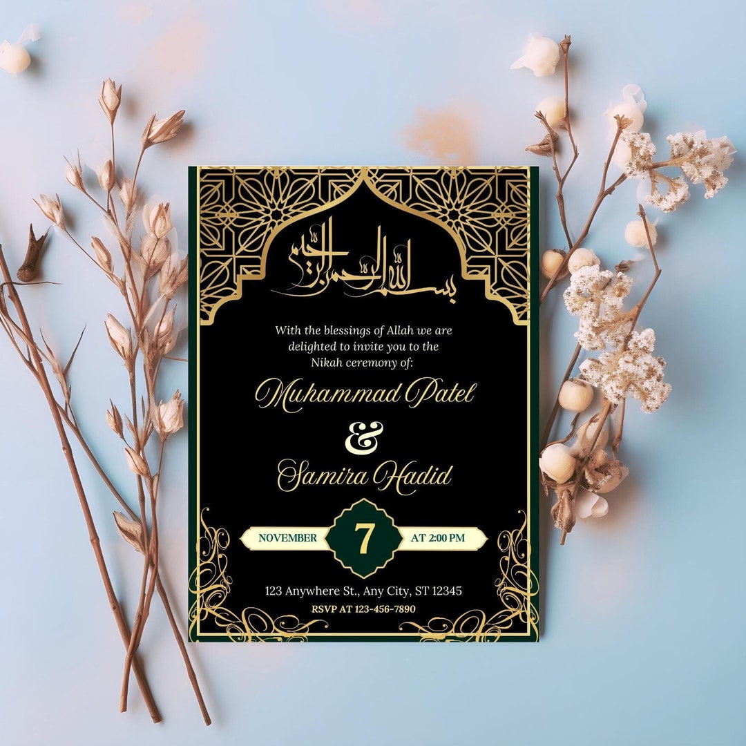 Editable Muslim Wedding Invitation – Customizable Digital Template ...
