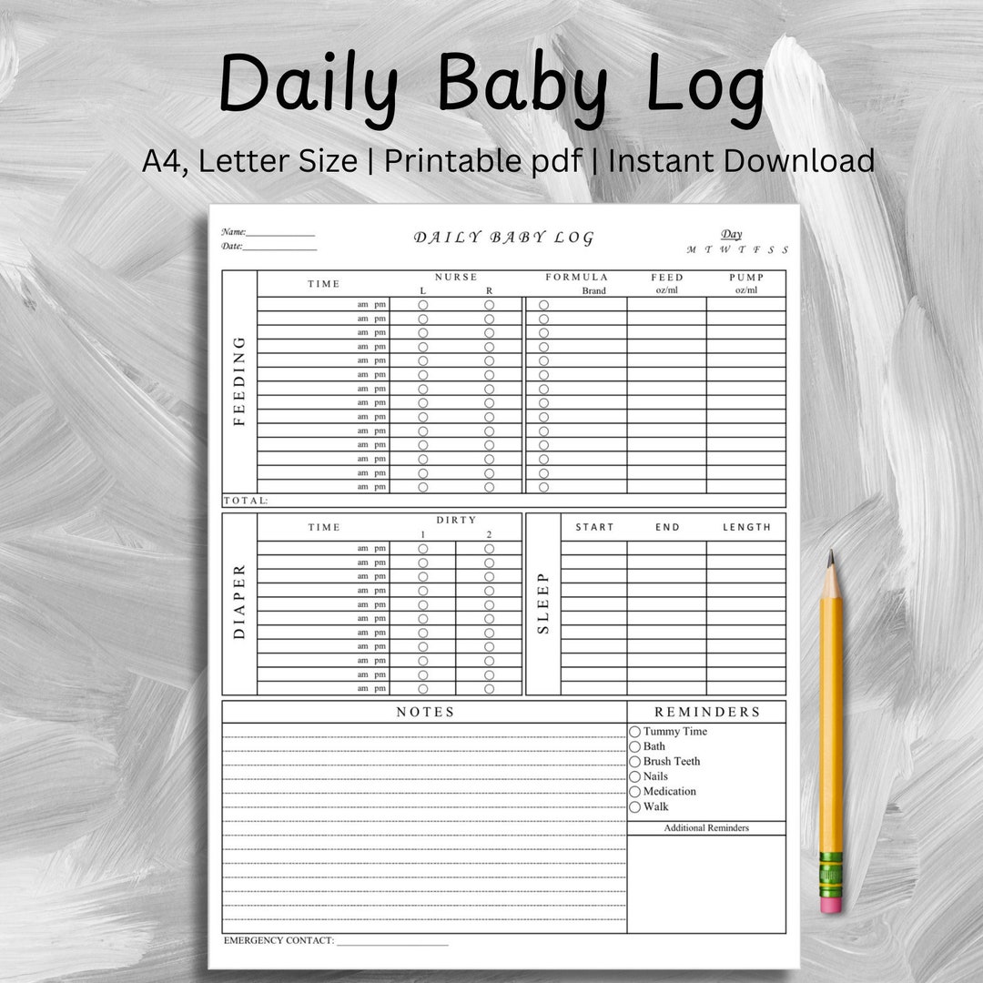 Blank Baby Log, Daily Baby Log, Baby Feeding Tracker, Baby Sleep Log ...