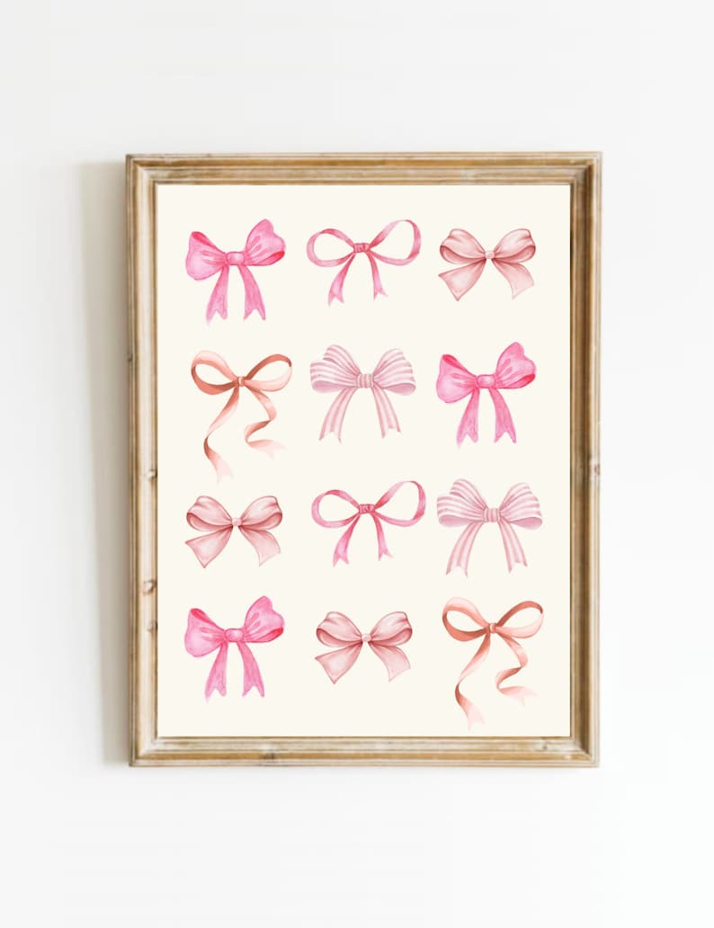 Cute Pink Bow Poster, Trendy Printable Wall Art, Coquette Poster ...