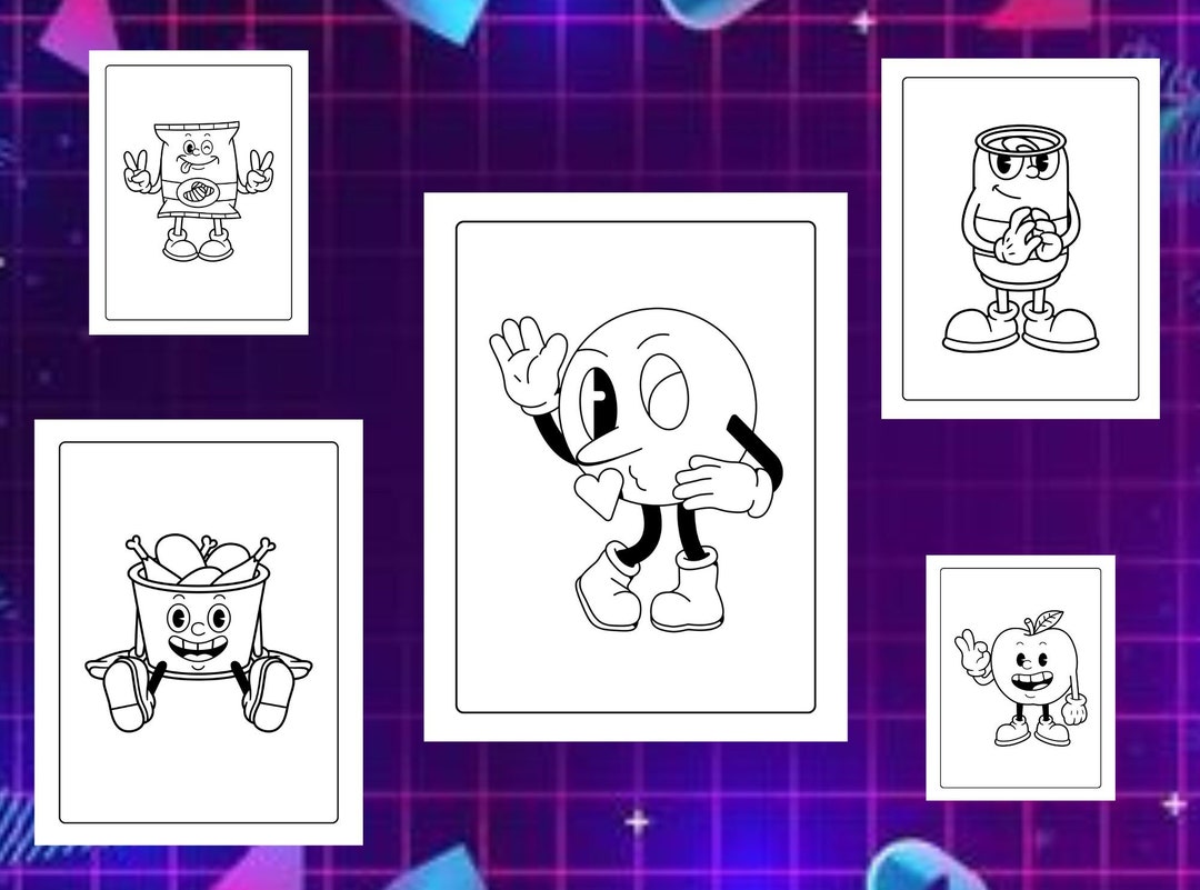 90's Retro Cartoons Coloring Book for Adults;50 Printable Pages ...