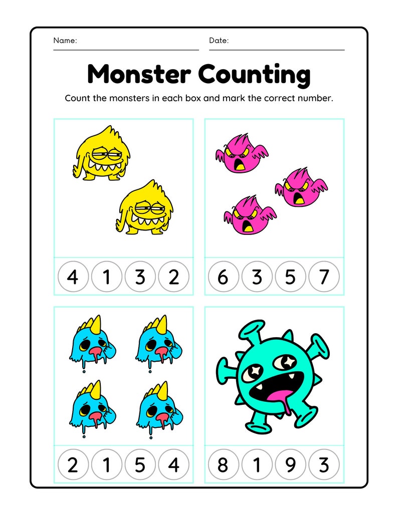 Monster Activity Book for Early Learners Kids Activity Book 100 8.5x11 ...