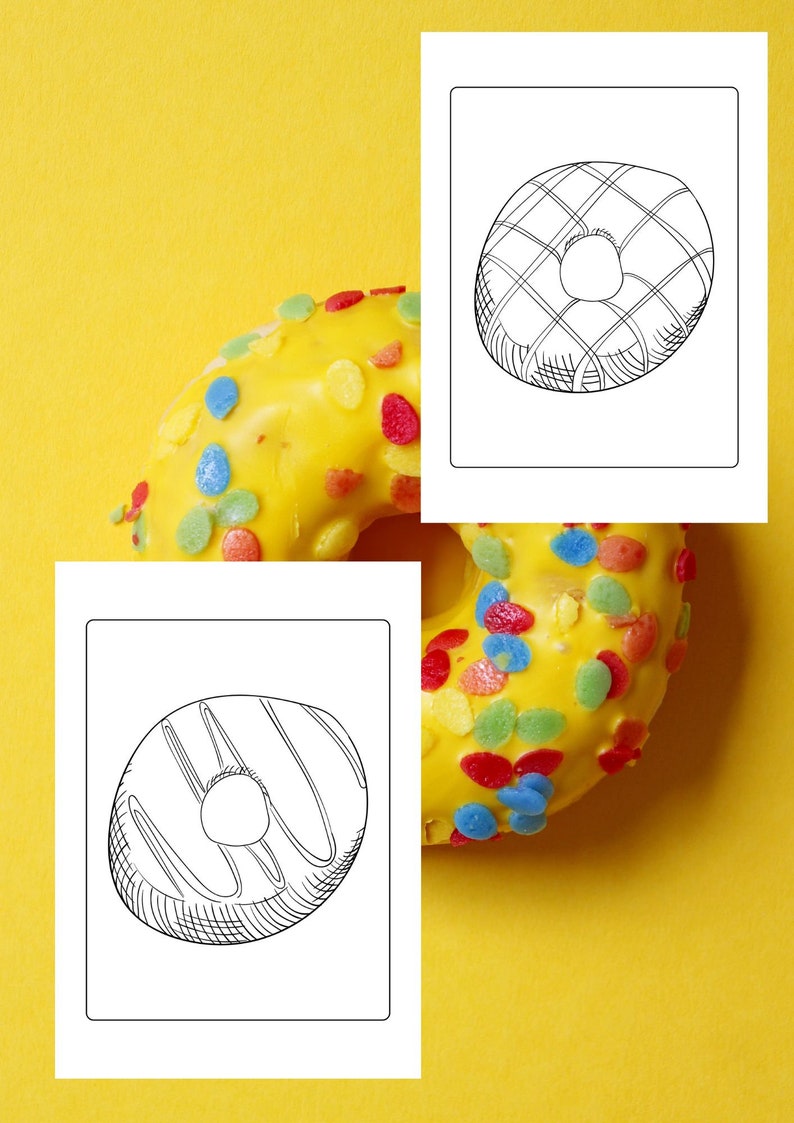 20 Page Donut Coloring Book - Printable PDF + PNG Files - Etsy