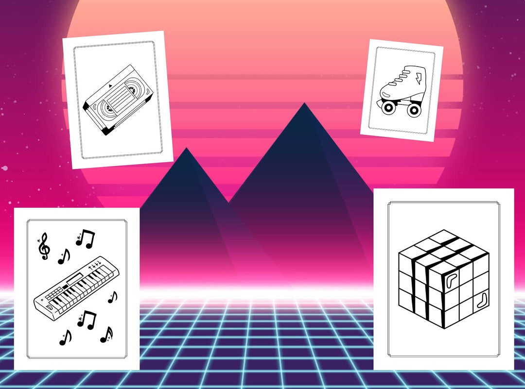 90's Nostalgia Coloring Book for Adults30 Printable Pages, Minimalist ...