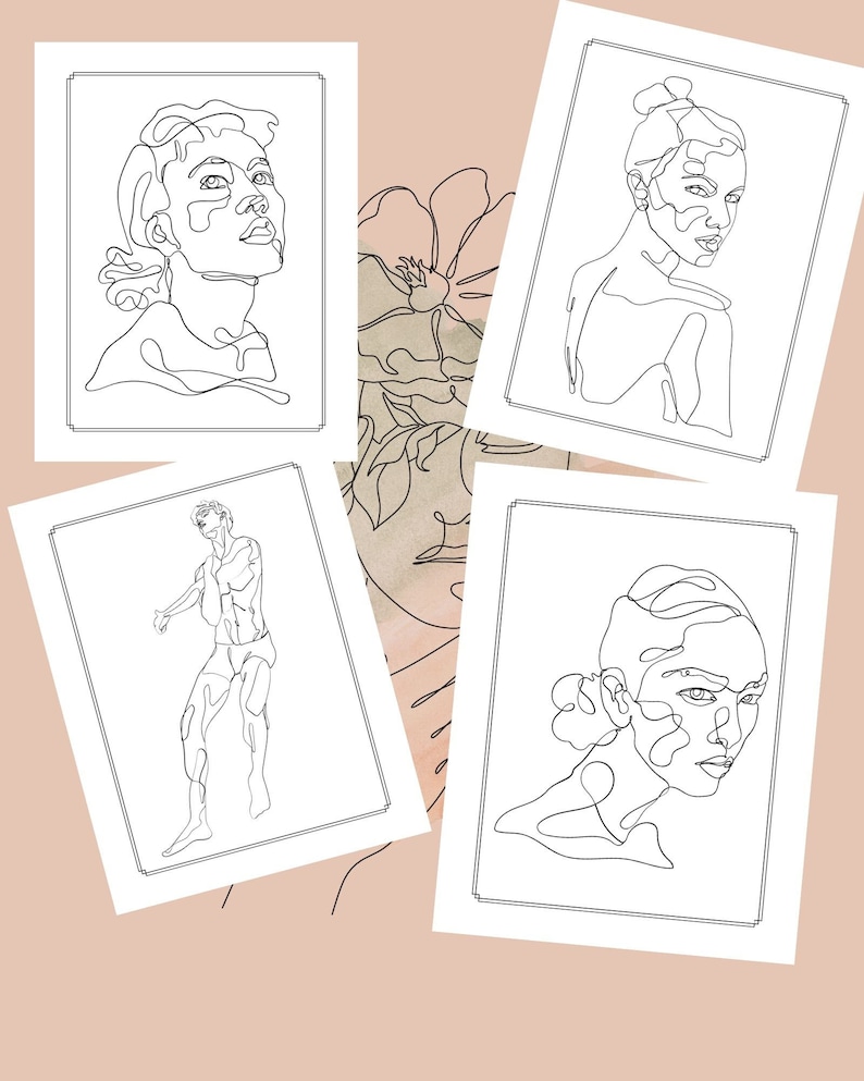 30 Boho Line Art Coloring Pages for Adults:30 Printable Pages ...