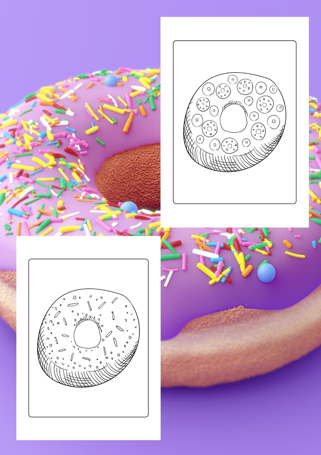 20 Page Donut Coloring Book - Printable PDF + PNG Files - Etsy