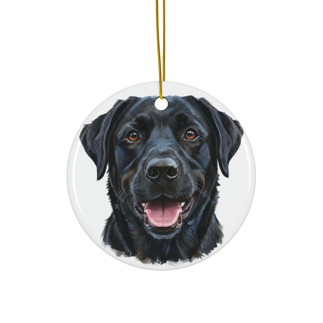 Black Labrador Portrait Ornament, Ceramic Ornament | Double-sided Round ...