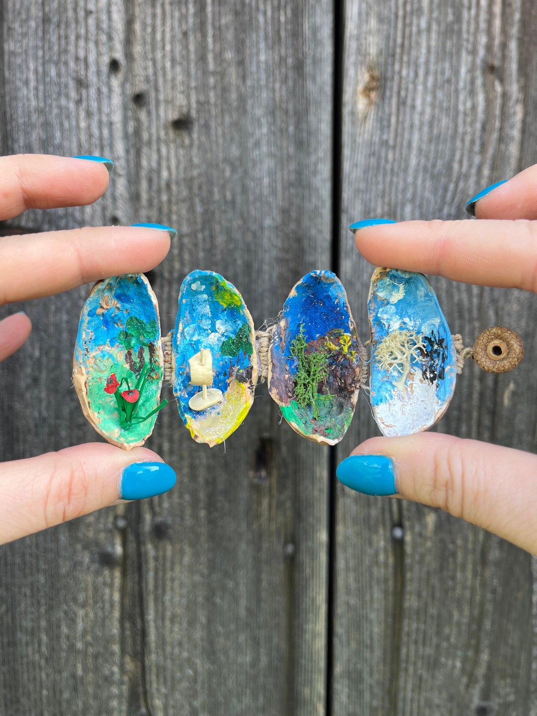 Four Seasons of the Year | Walnut Shell Miniature | Tiny Sculpture | 4 ...