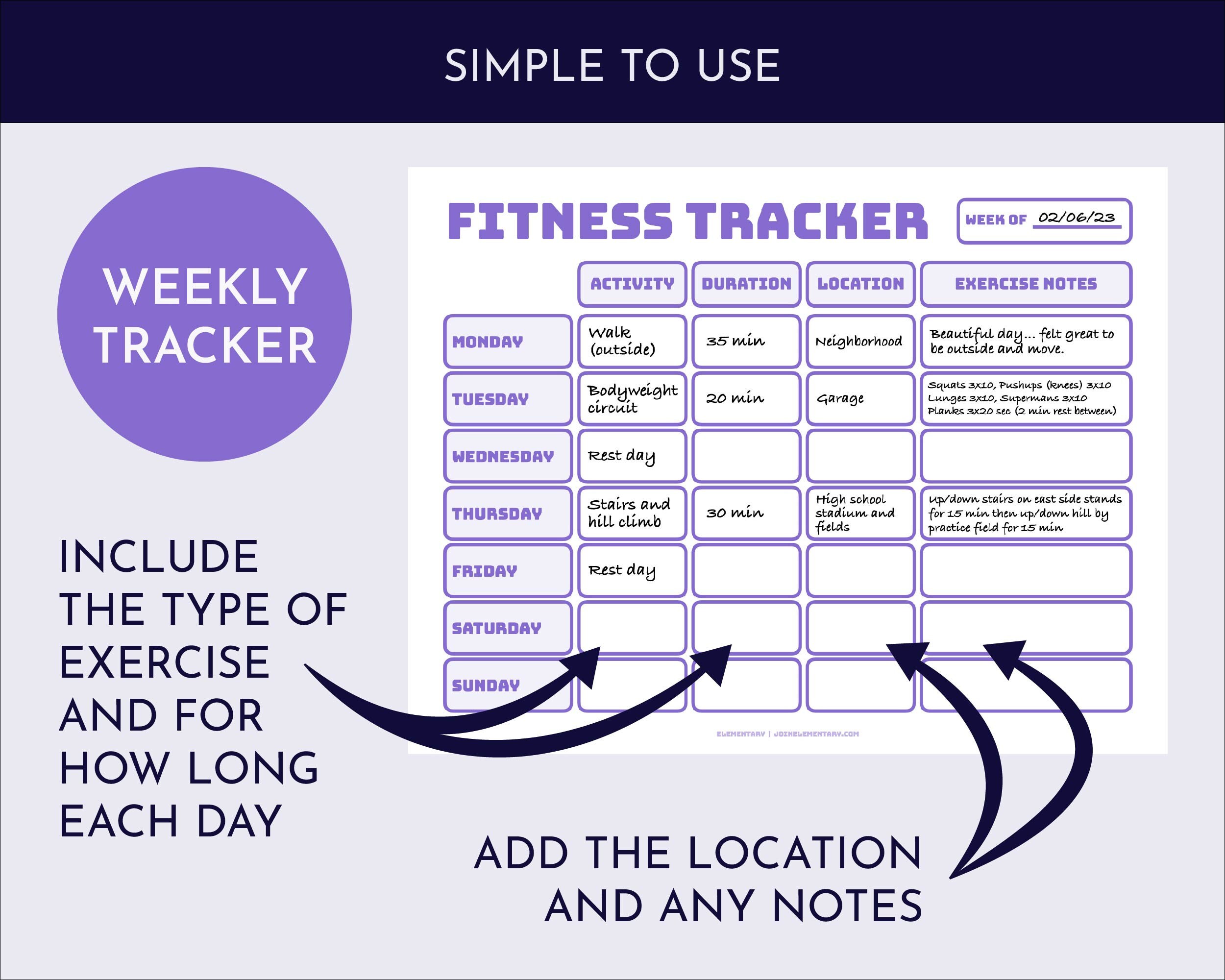 Printable Fitness Tracker, Workout Tracker, Exercise Tracker, Fitness ...