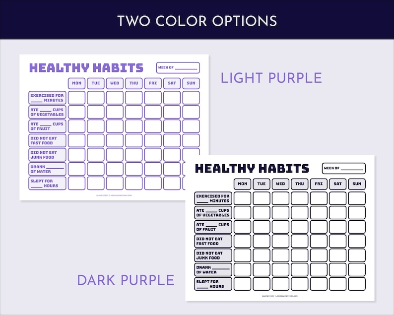 Printable Healthy Habit Tracker, Weekly Habit Tracker, Daily Habit ...