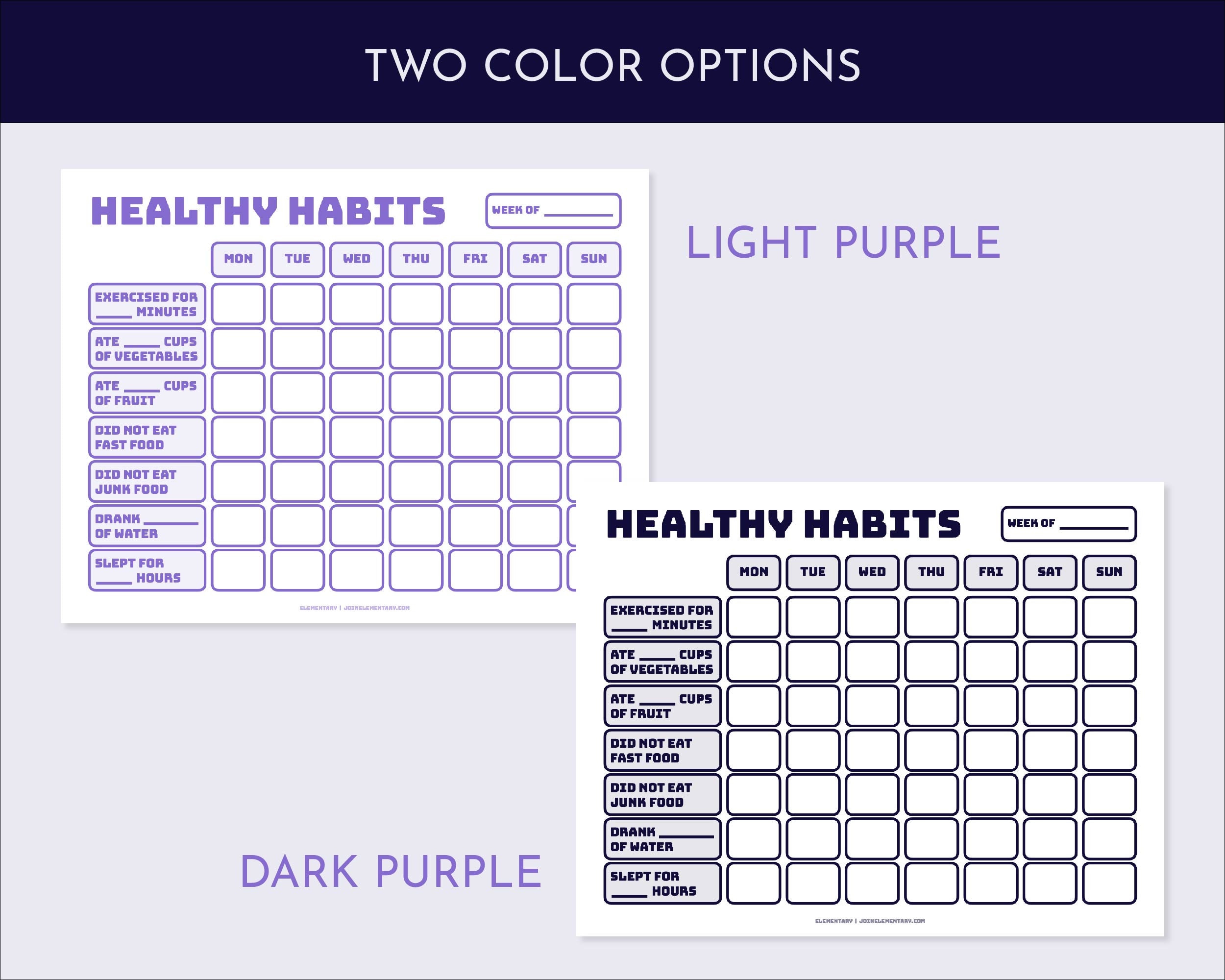 Printable Healthy Habit Tracker, Weekly Habit Tracker, Daily Habit ...