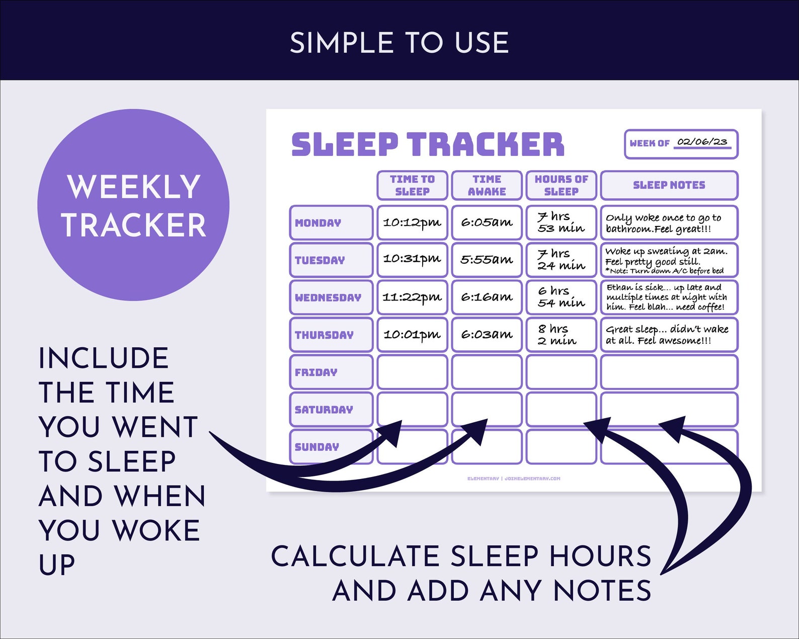 Printable Sleep Tracker, Daily Sleep Log, Weekly Sleep Log, Sleep ...