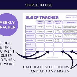 Printable Sleep Tracker, Daily Sleep Log, Weekly Sleep Log, Sleep ...