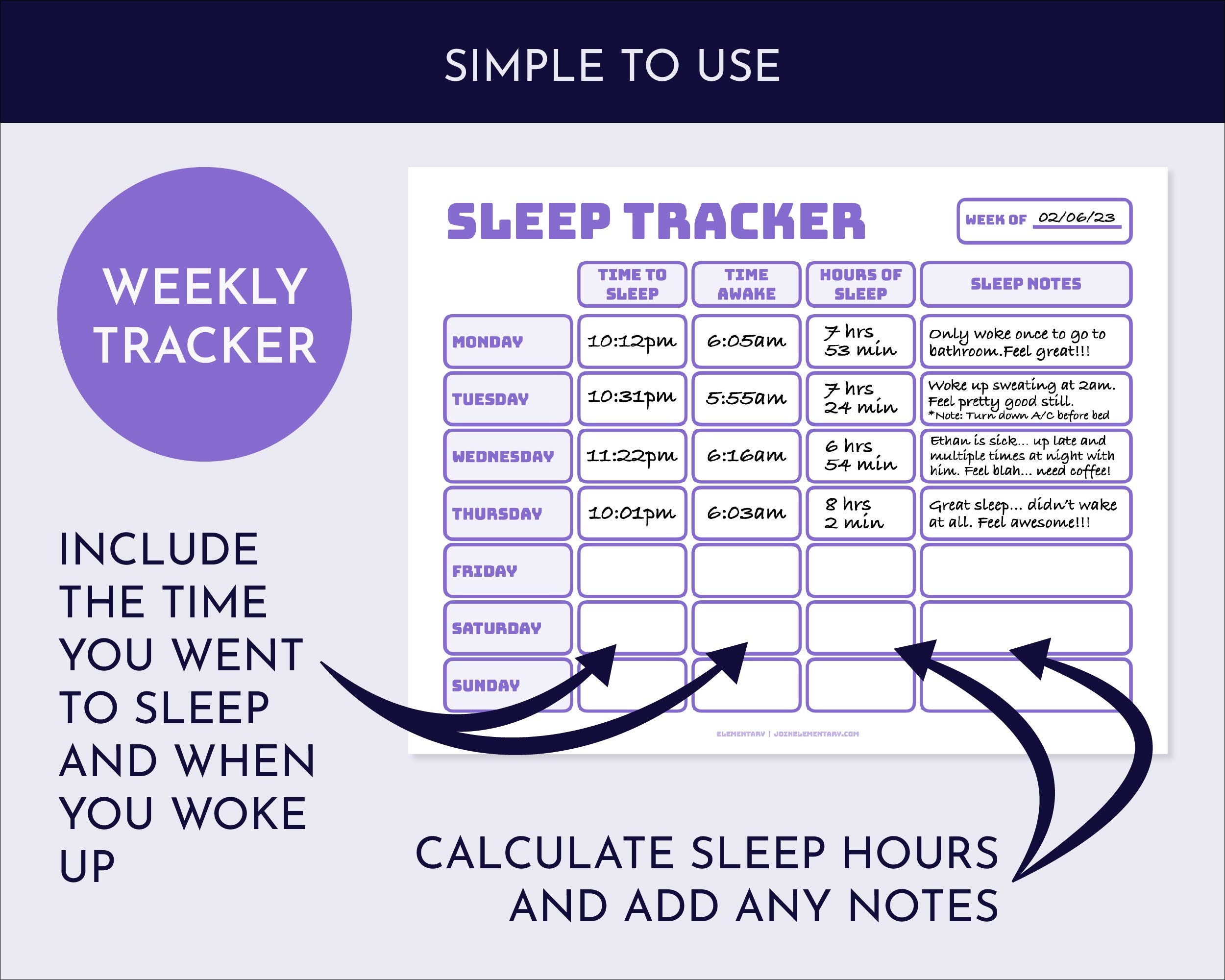 Printable Sleep Tracker, Daily Sleep Log, Weekly Sleep Log, Sleep ...