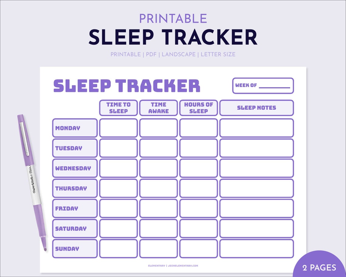 Printable Sleep Tracker, Daily Sleep Log, Weekly Sleep Log, Sleep ...