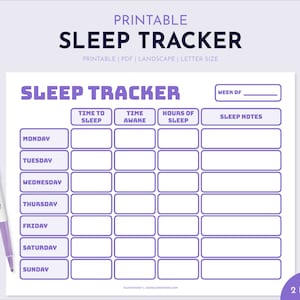 Printable Sleep Tracker, Daily Sleep Log, Weekly Sleep Log, Sleep ...