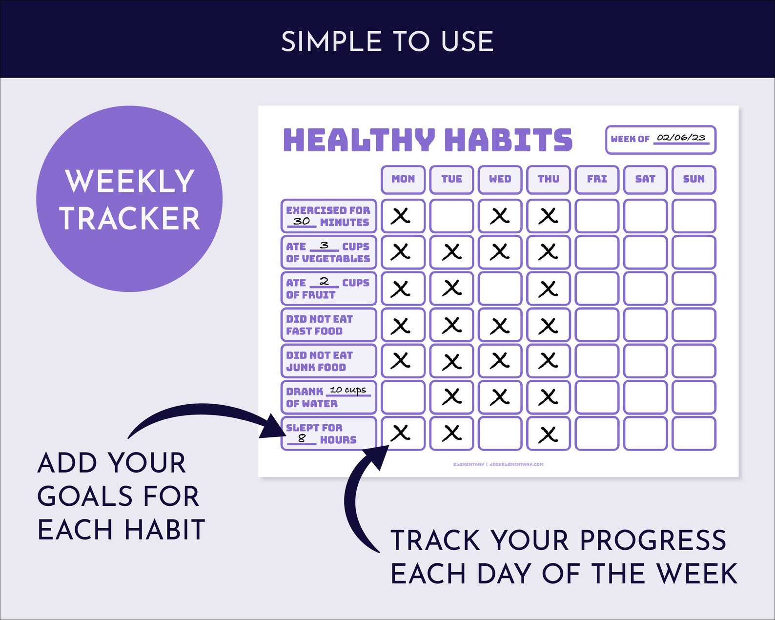 Printable Healthy Habit Tracker, Weekly Habit Tracker, Daily Habit ...
