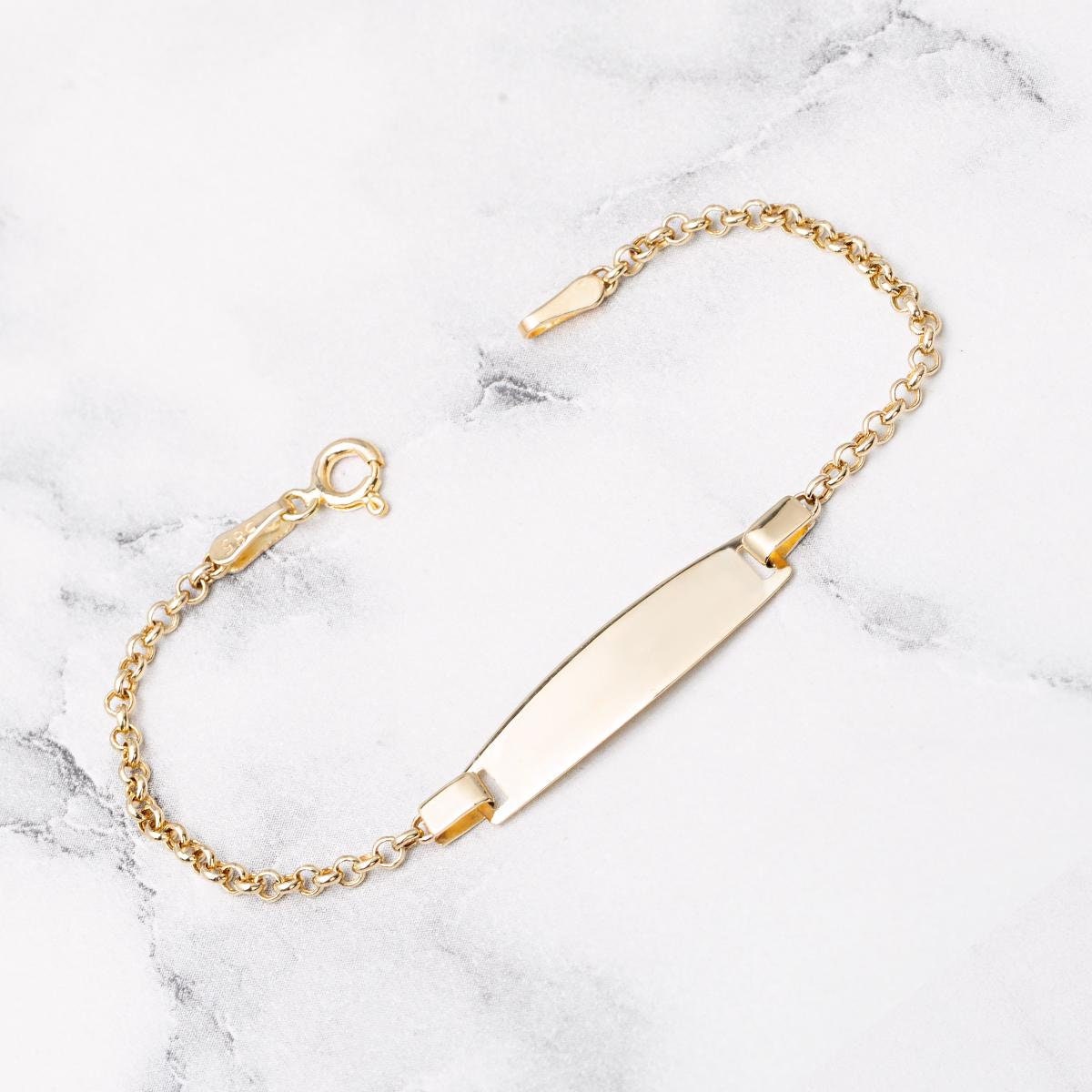 14K Gold Baby Name Bracelet Custom Child ID Bracelet Toddler - Etsy